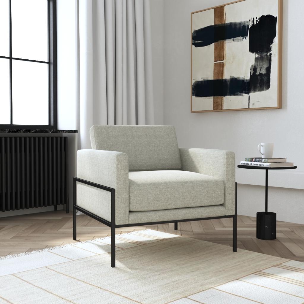 HomePop Modern Metal Frame Accent Chair - Sustainable Gray Woven ...