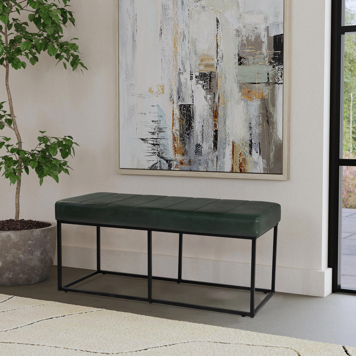 HomePop Theodore Bench -Deep Forest Green Faux Suede — HomePop Furniture