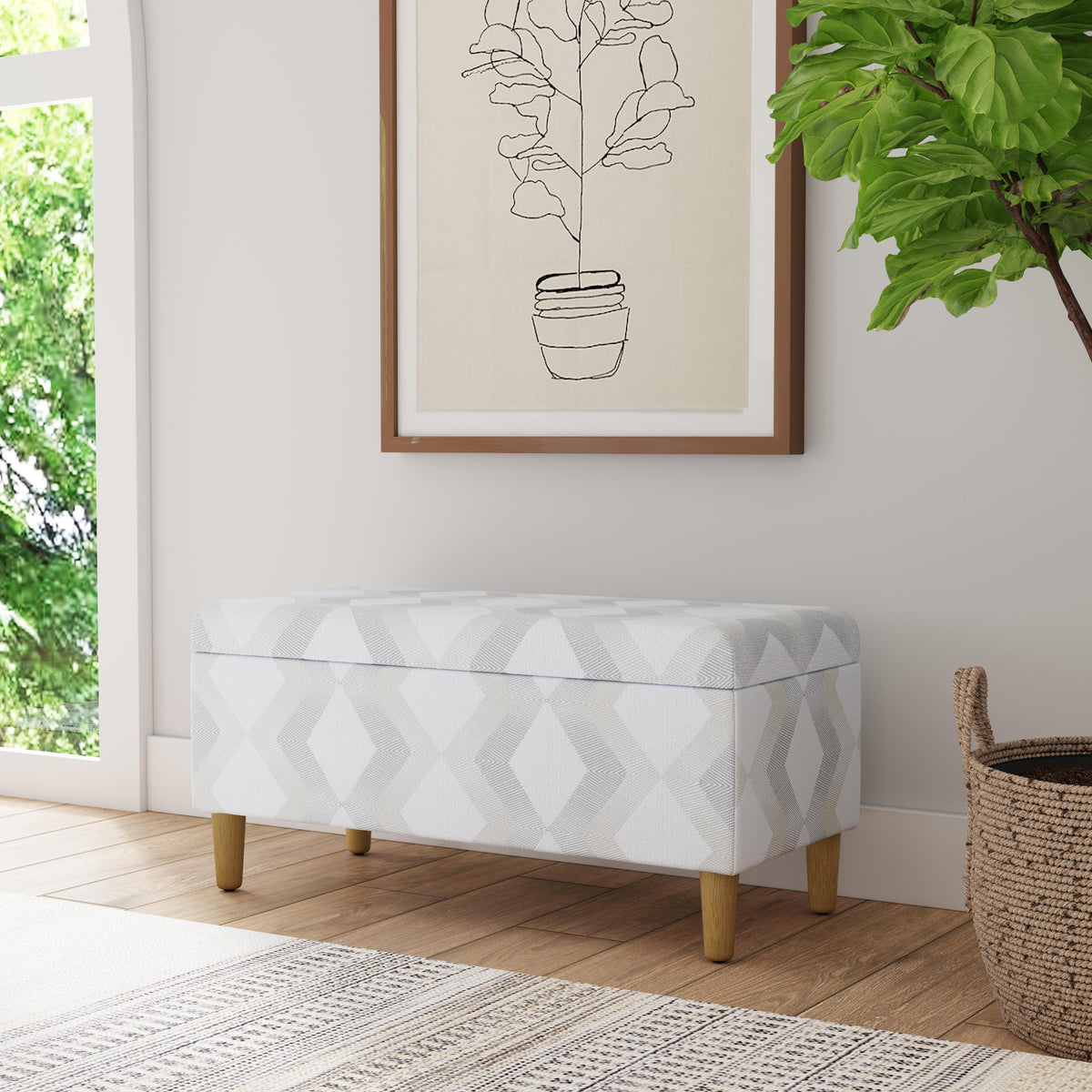 HomePop Malmo Bench -Natural Woven Geo — HomePop Furniture
