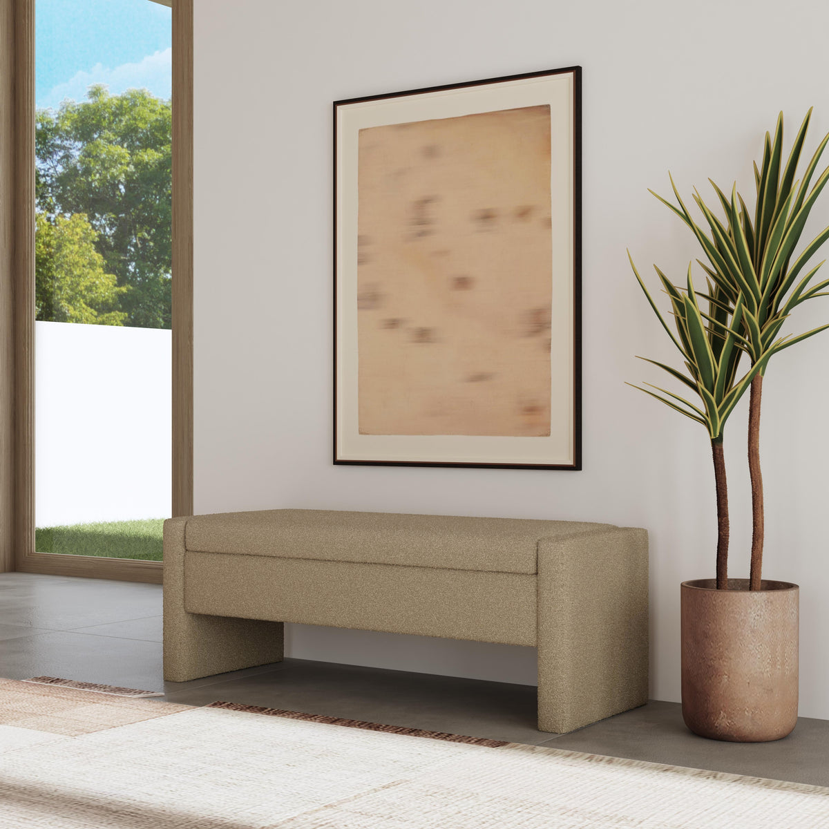 HomePop Copenhagen Modern Storage Bench - Brown Boucle — HomePop Furniture