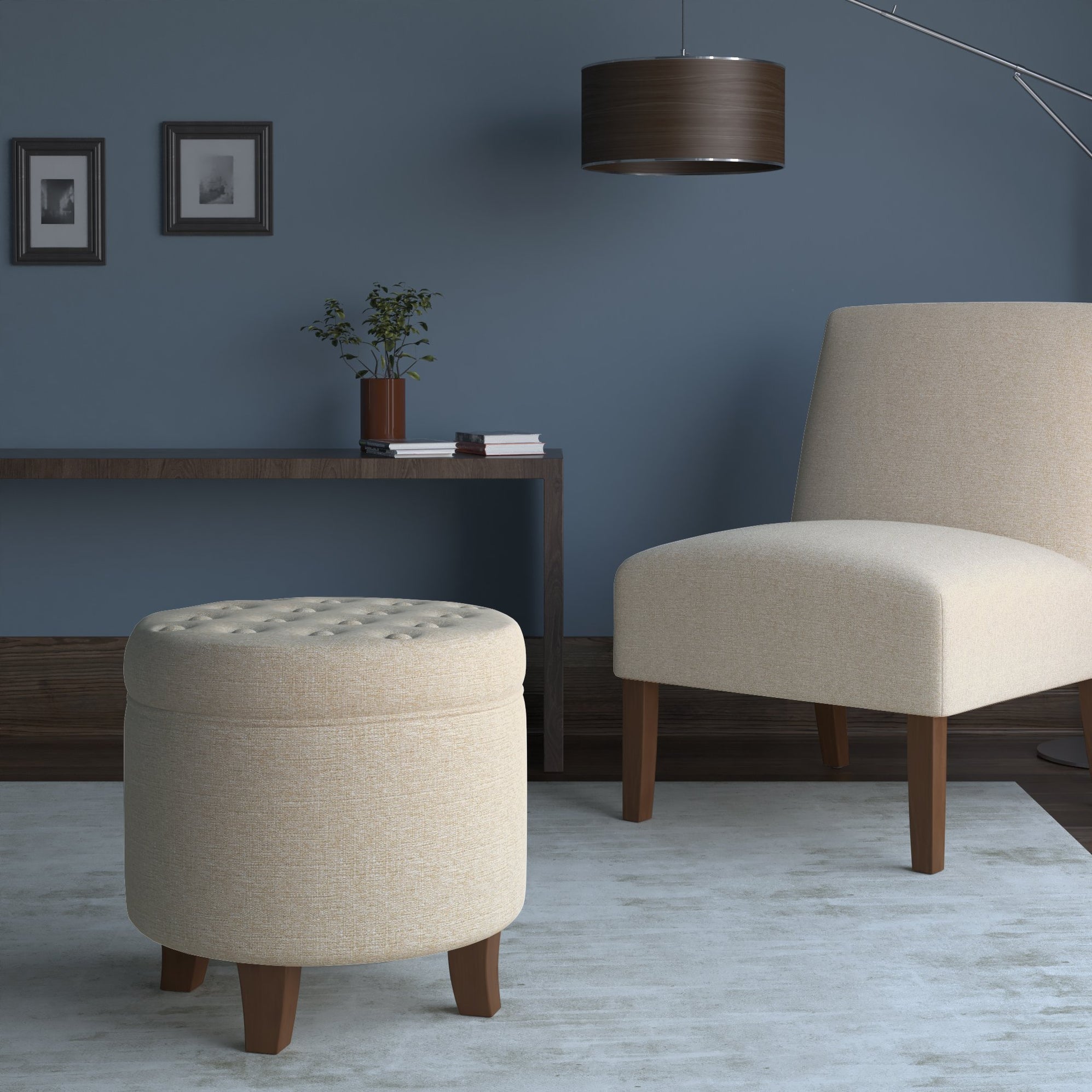 Boho Tufted Storage Ottoman - Tan Woven — HomePop Furniture