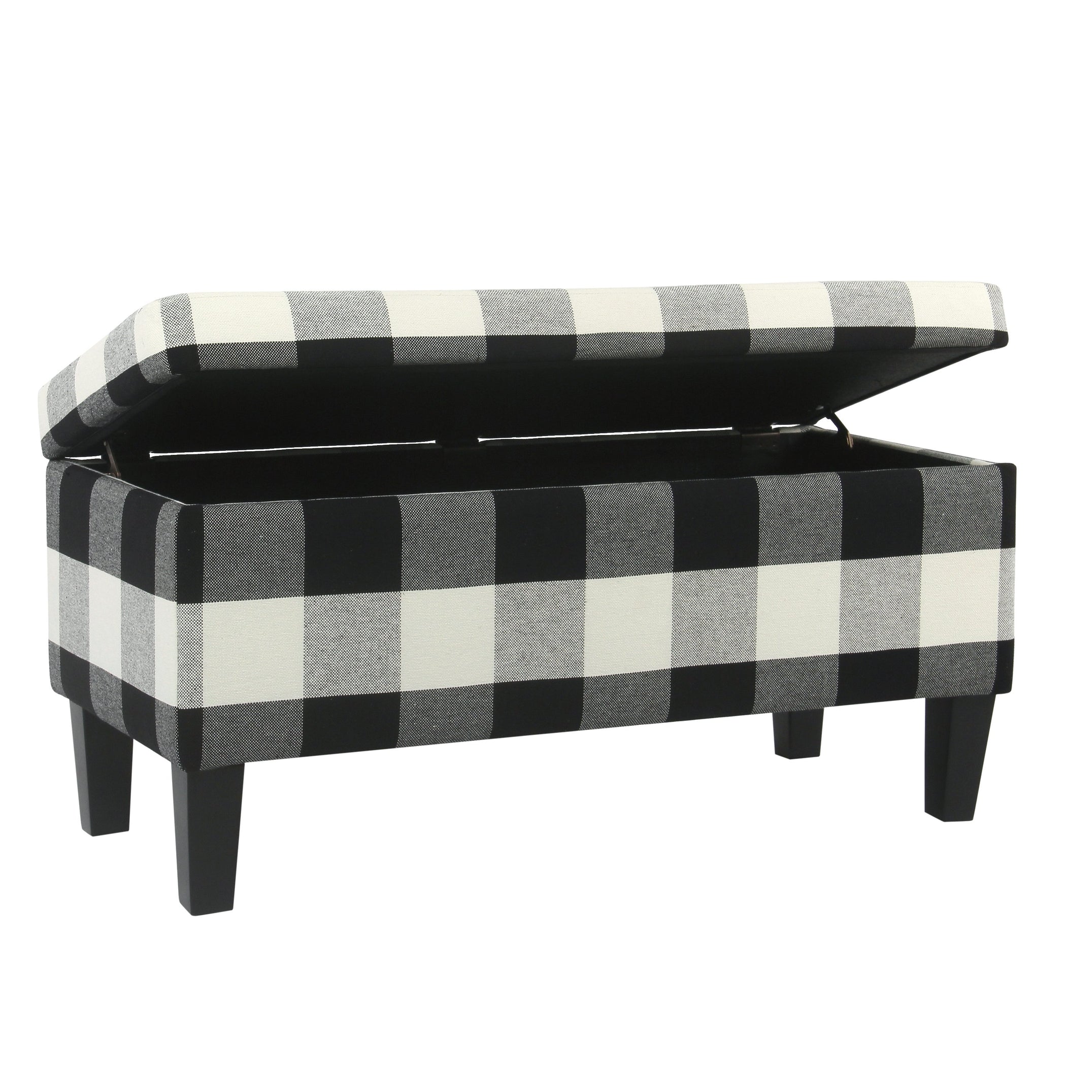 Large Decorative Storage Bench - Black Plaid — HomePop Furniture