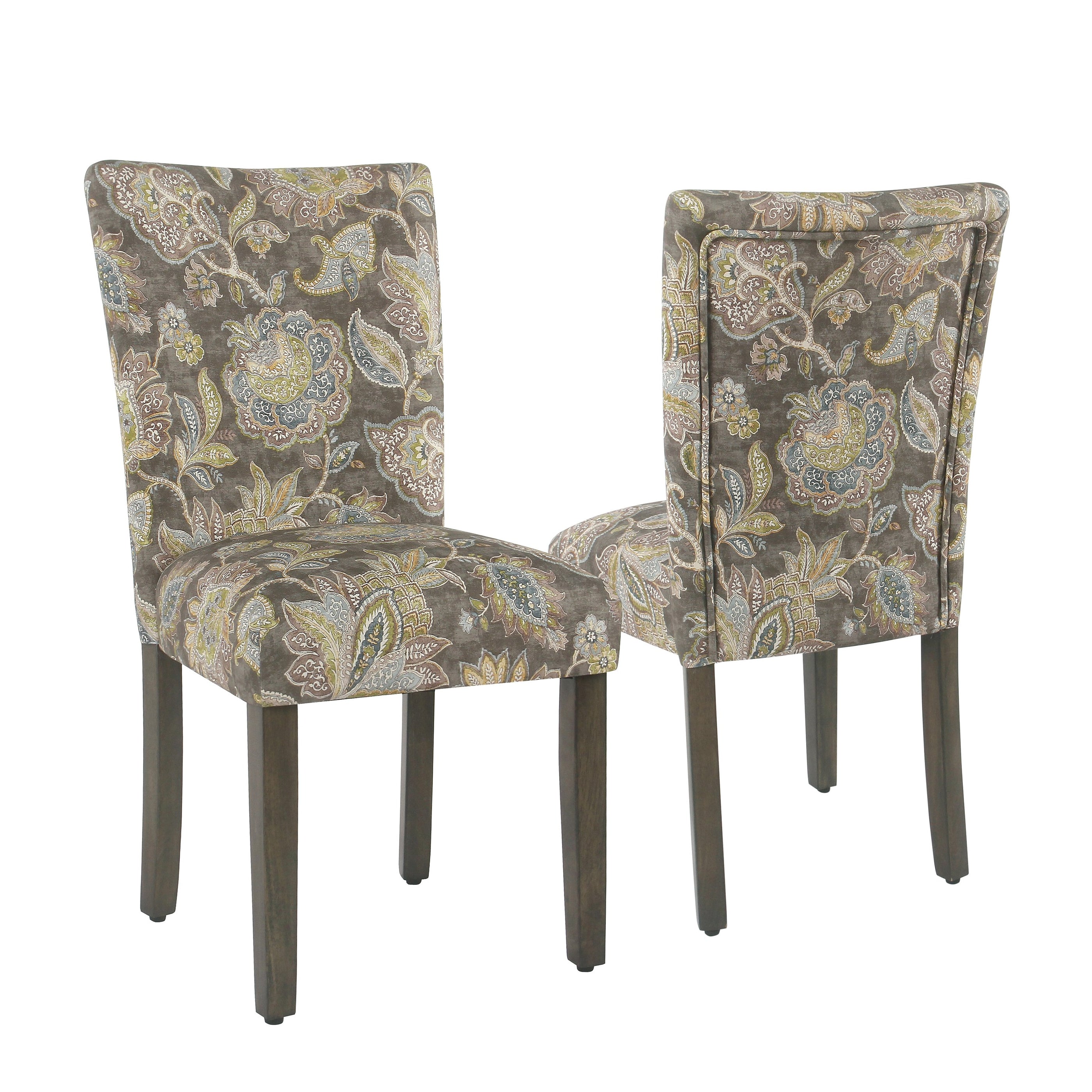 Classic Parsons Dining Chair - Gray Floral - Set of 2 — HomePop Furniture
